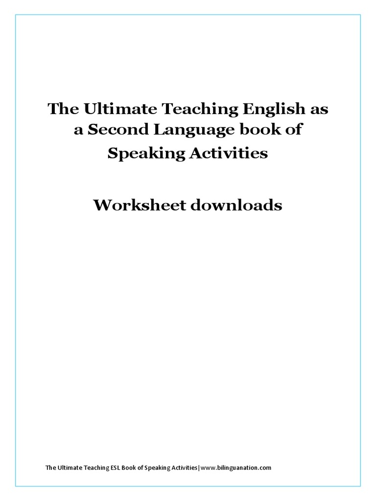 The Ultimate ESL Teaching Book of Speaking Activities | PDF | English ...