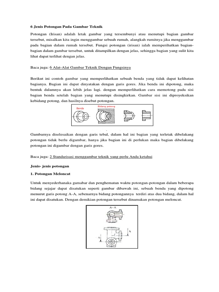 6 Jenis Potongan Pada Gambar Teknik | PDF