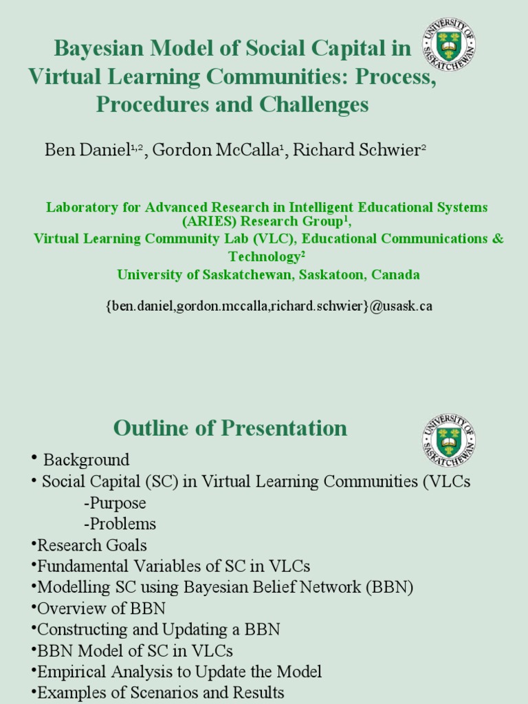 Bayesian Model Of Social Capital In Virtual Learning Communities