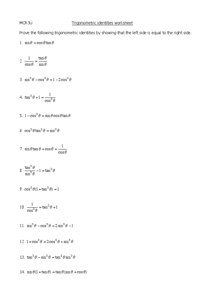 Trigonometric Identities Worksheet 3 PDF | PDF | Teaching Methods & Materials