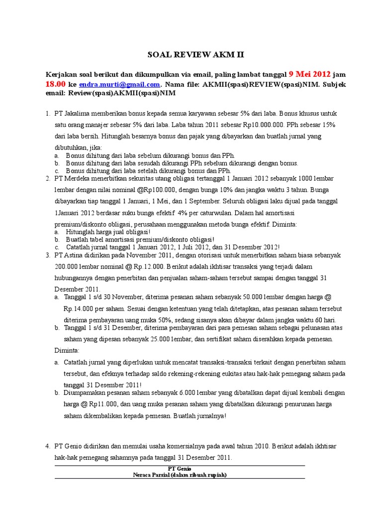Soal Review AKM II | PDF | Pengelolaan Keuangan & Uang
