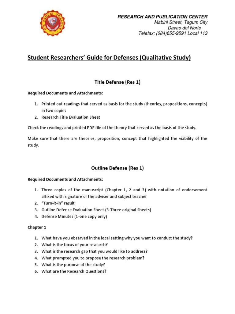 Qualitative Defense Guide For Students | PDF | Qualitative Research ...