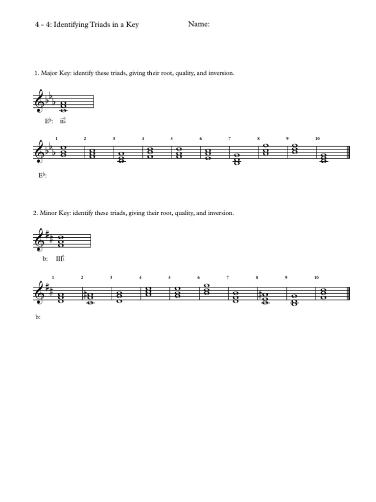 Identifying Triads in A Key | PDF | Notation | Musical Notation