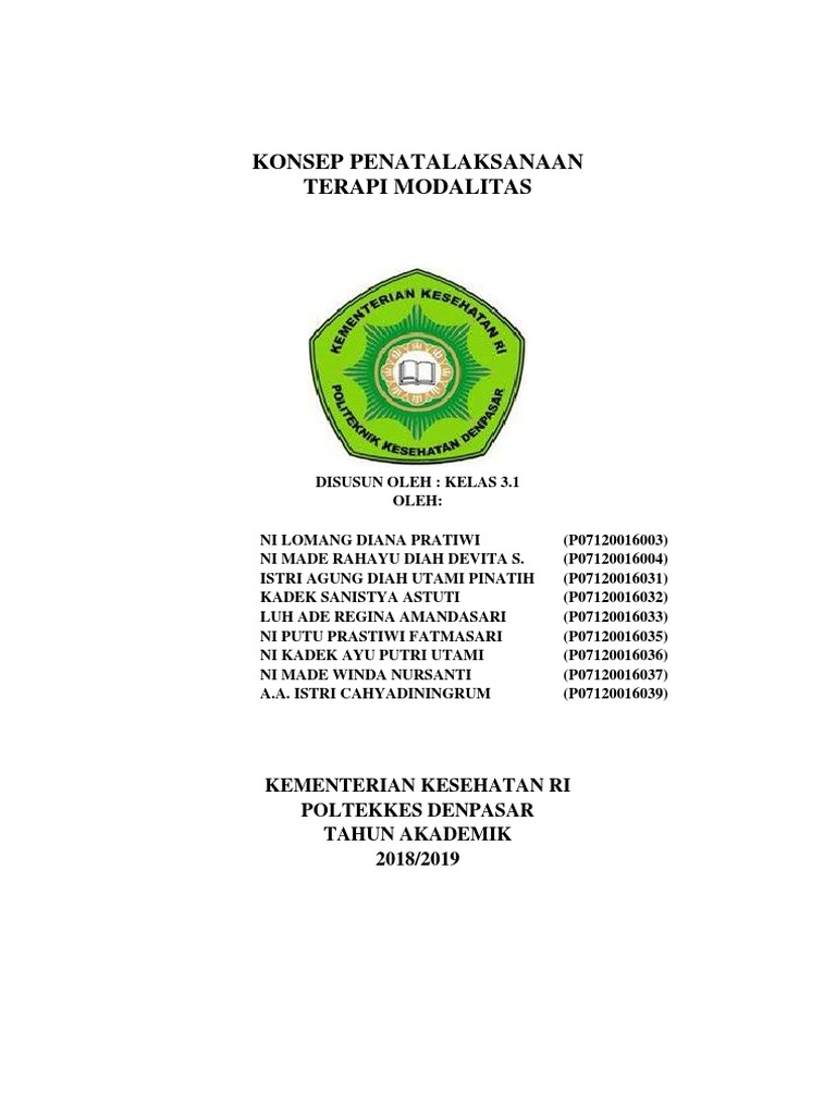 Konsep Penatalaksanaan Terapi Modalitas | PDF