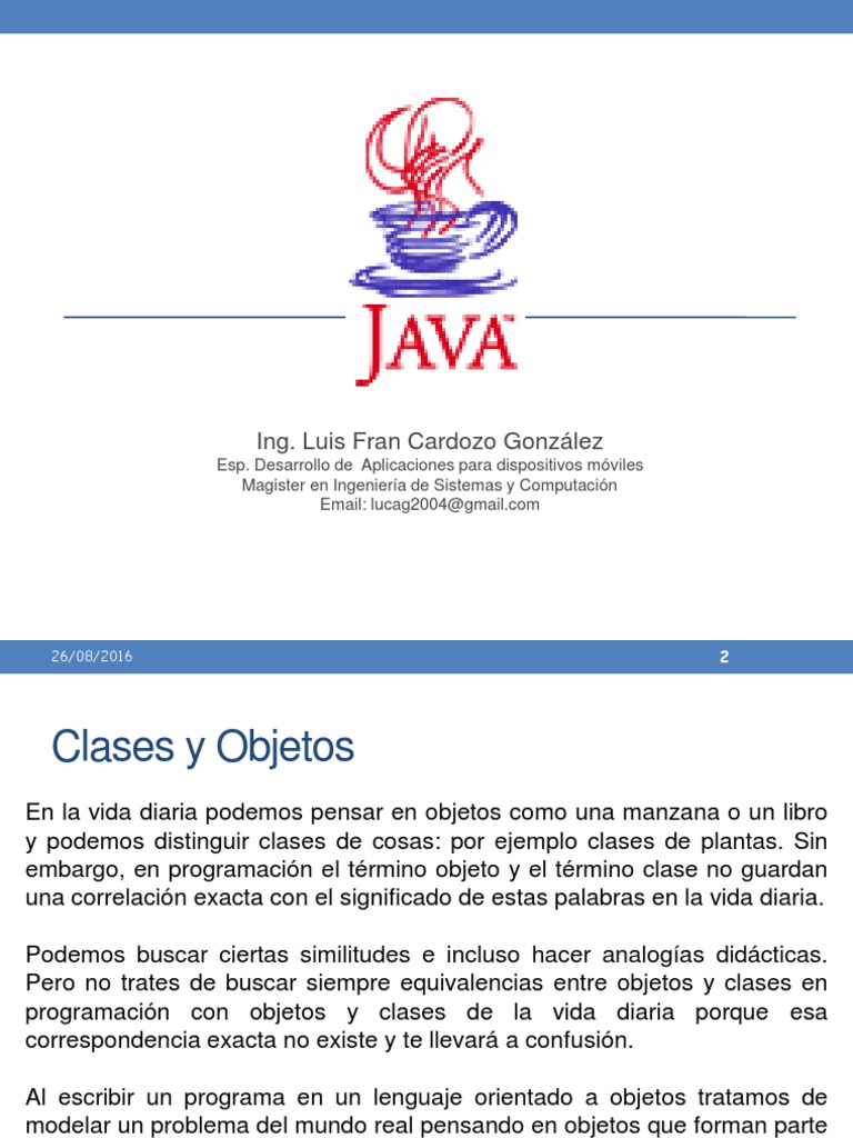 Clases y Objetos Java | PDF | Objeto (informática) | Clase ...