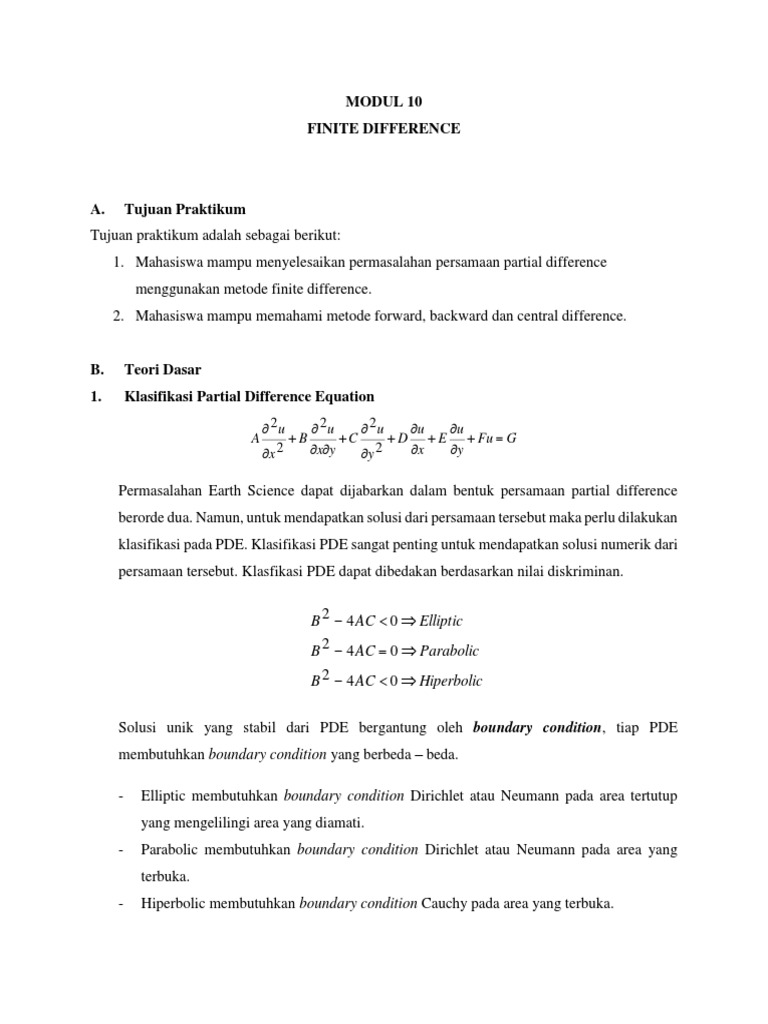 Modul 10 Finite DIfference | PDF | Metode & Bahan Ajar