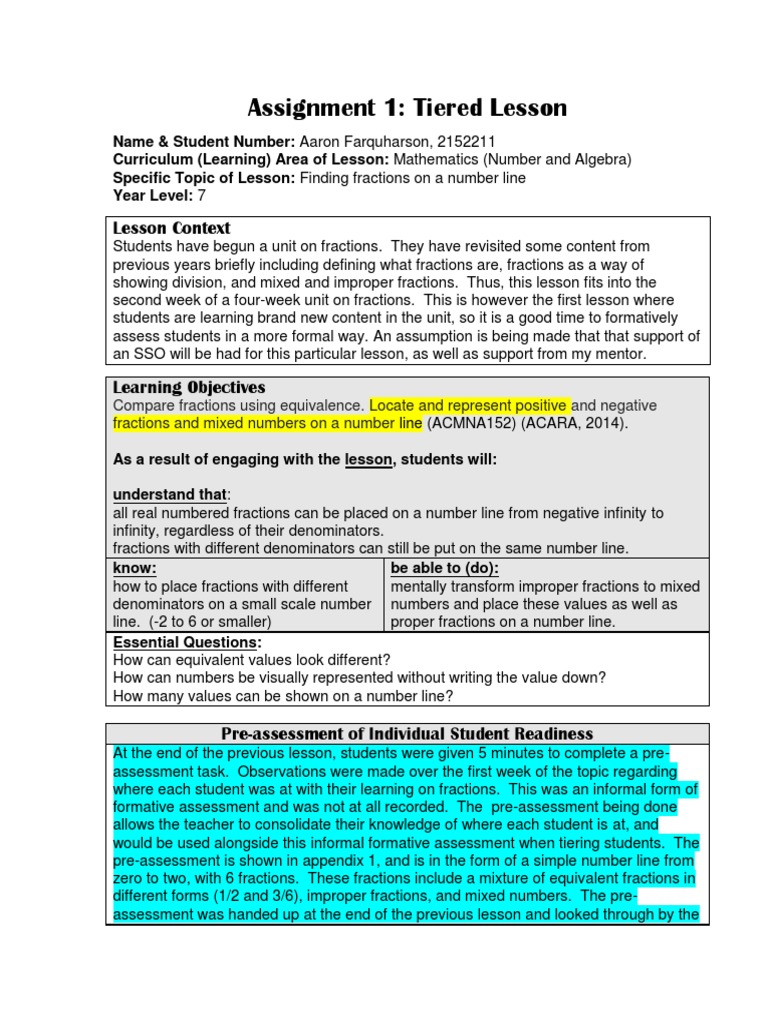Differentiated Maths Lesson For Eportfolio | PDF | Numbers | Education ...