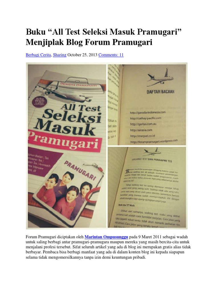 Tips Menjadi Seorang Pramugari | PDF | Karier & Perkembangan
