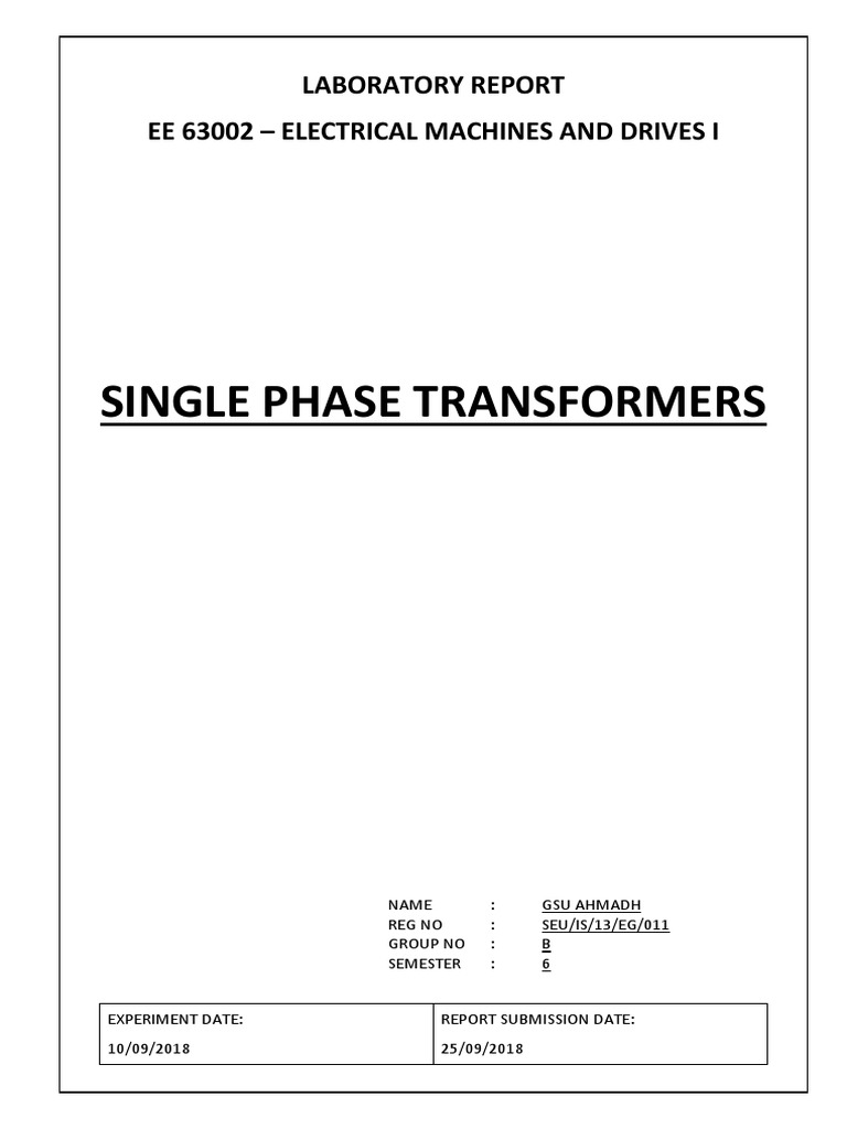 Laboratory Report Cover Page | PDF