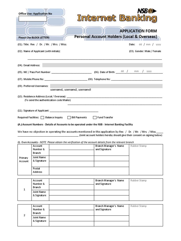 Application Form Personal Account Holders (Local & Overseas) | PDF ...