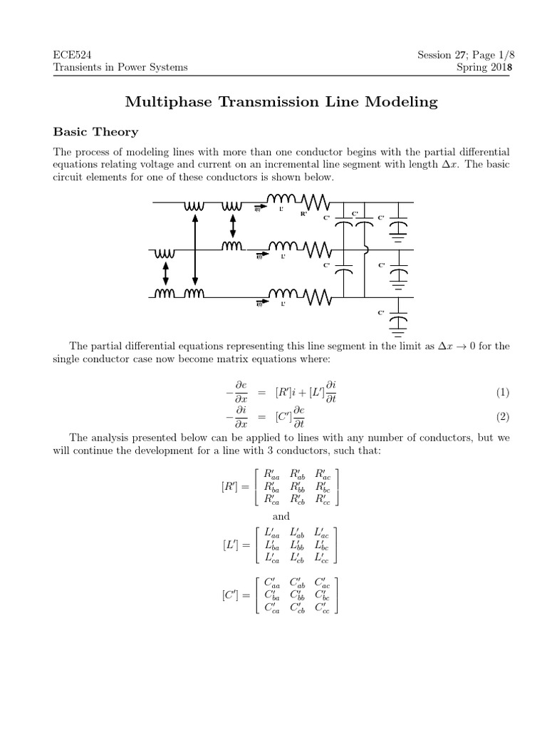 Multiphase Transmission Line Modeling: Basic Theory | PDF | Eigenvalues ...