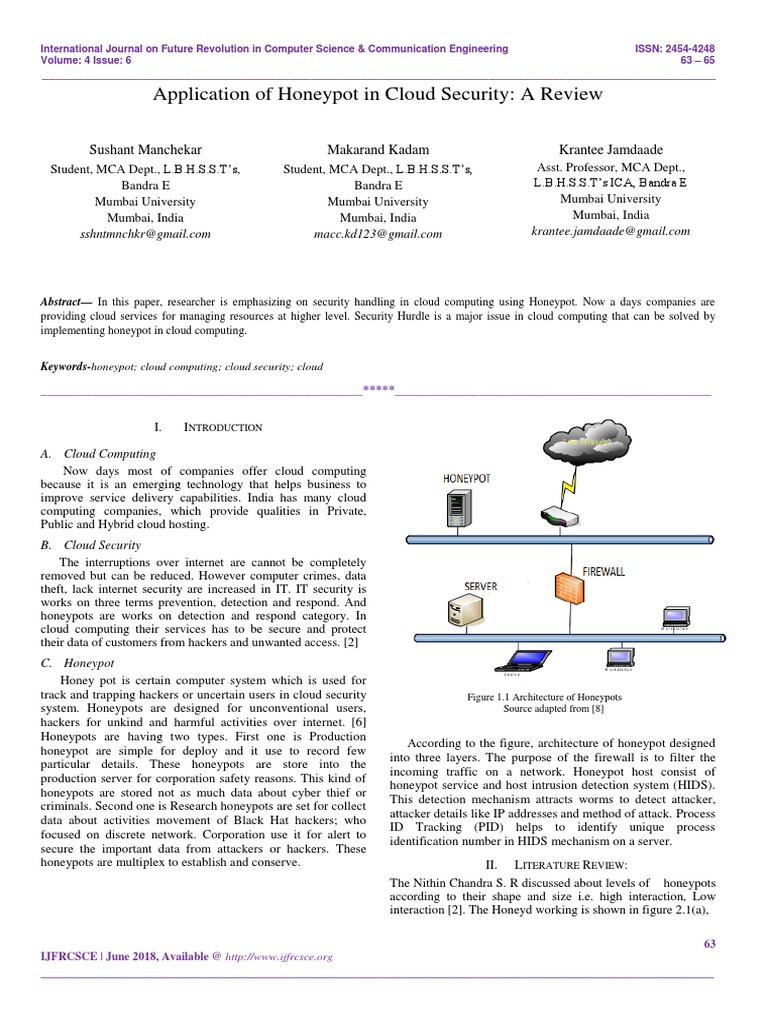 Application of Honeypot in Cloud Security: A Review | PDF | Cloud Computing | Computer Security