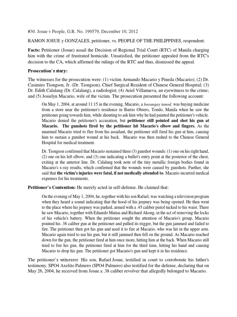 The Court Affirms Petitioner's Conviction for Frustrated Homicide and ...