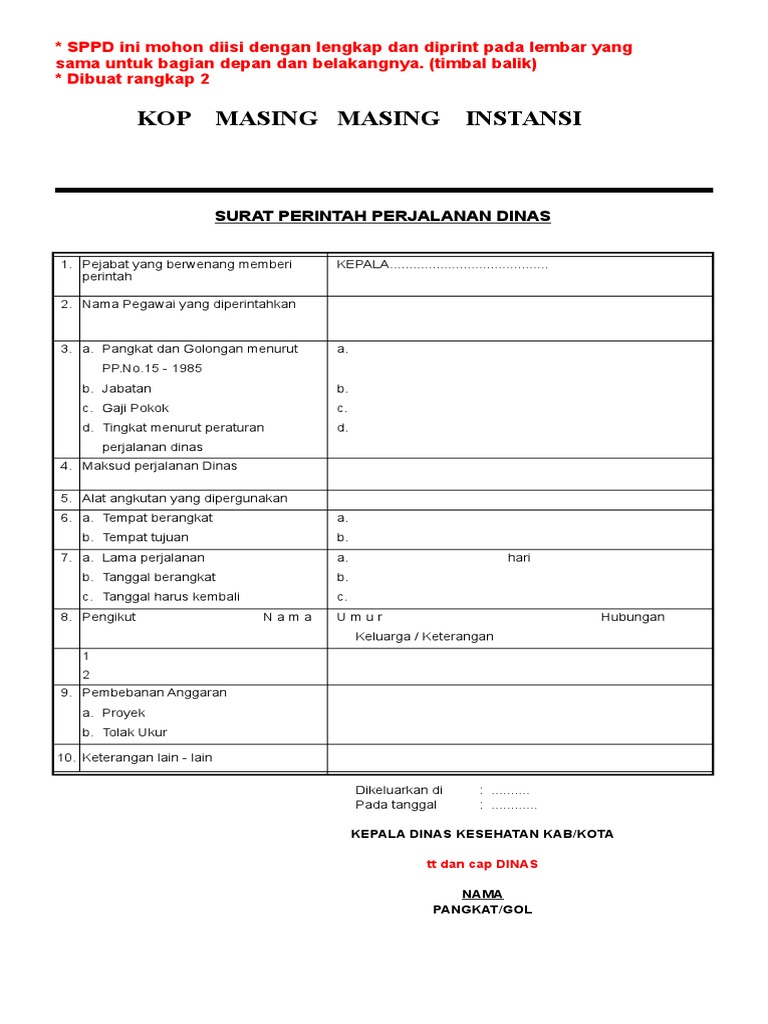 Contoh SPPD 2018 | PDF