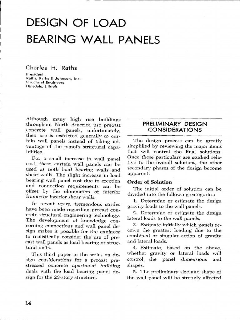 Design of Load Bearing Wall Panels | PDF | Wall | Beam (Structure)