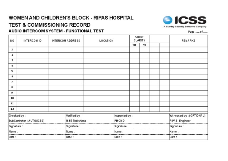 Audio Intercom Checklist | PDF