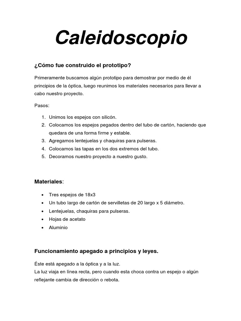 Caleidoscopio | PDF | Óptica | Espejo