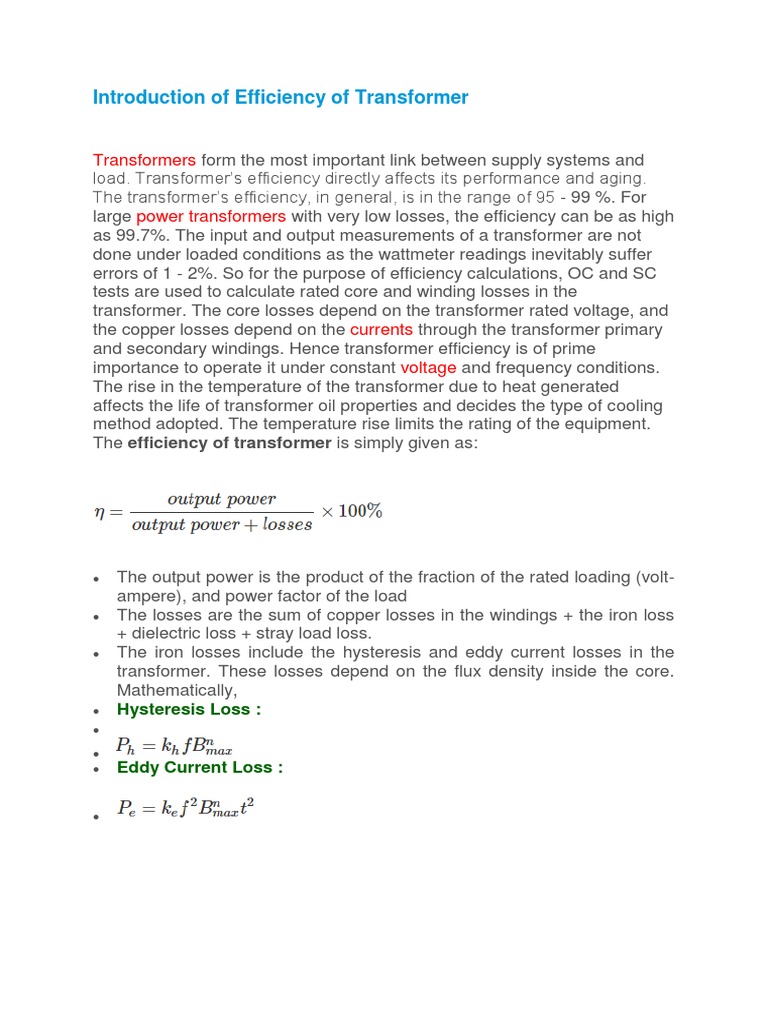 Factors Impacting Transformer Efficiency: An Analysis of Core Losses ...