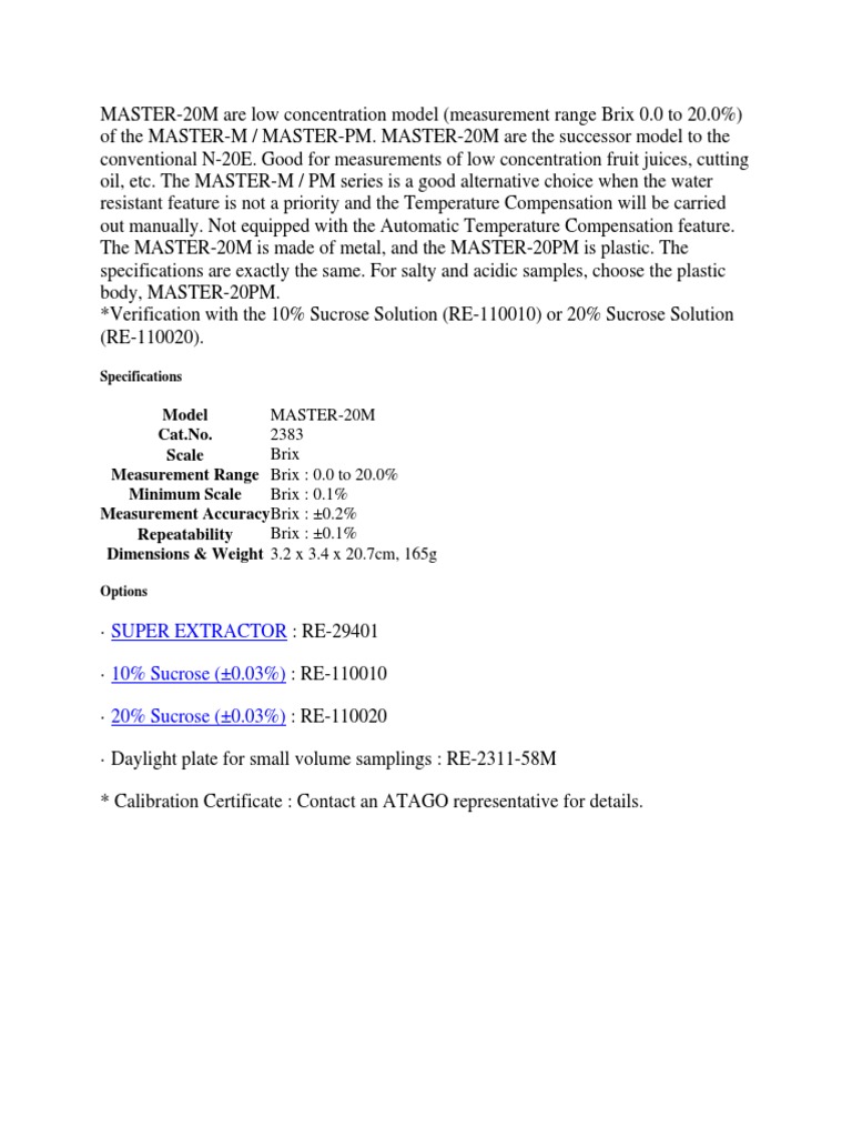 Brix Master 20m For Cutting Oil | PDF