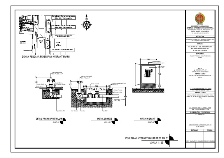 Denah Rencana Pekerjaan Hydrant Umum: Kotak Hydrant Detail Siamese ...