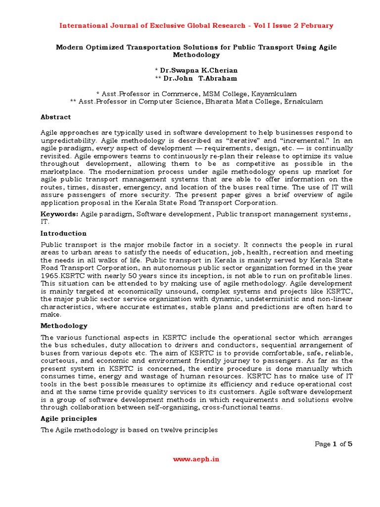 Modern Optimized Transportation Solutions For Public Transport Using ...