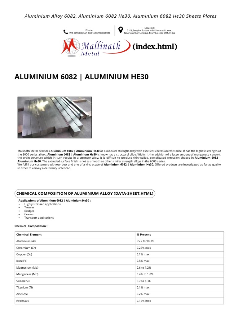 (Index - HTML) : Aluminium Alloy 6082, Aluminium 6082 He30, Aluminium ...