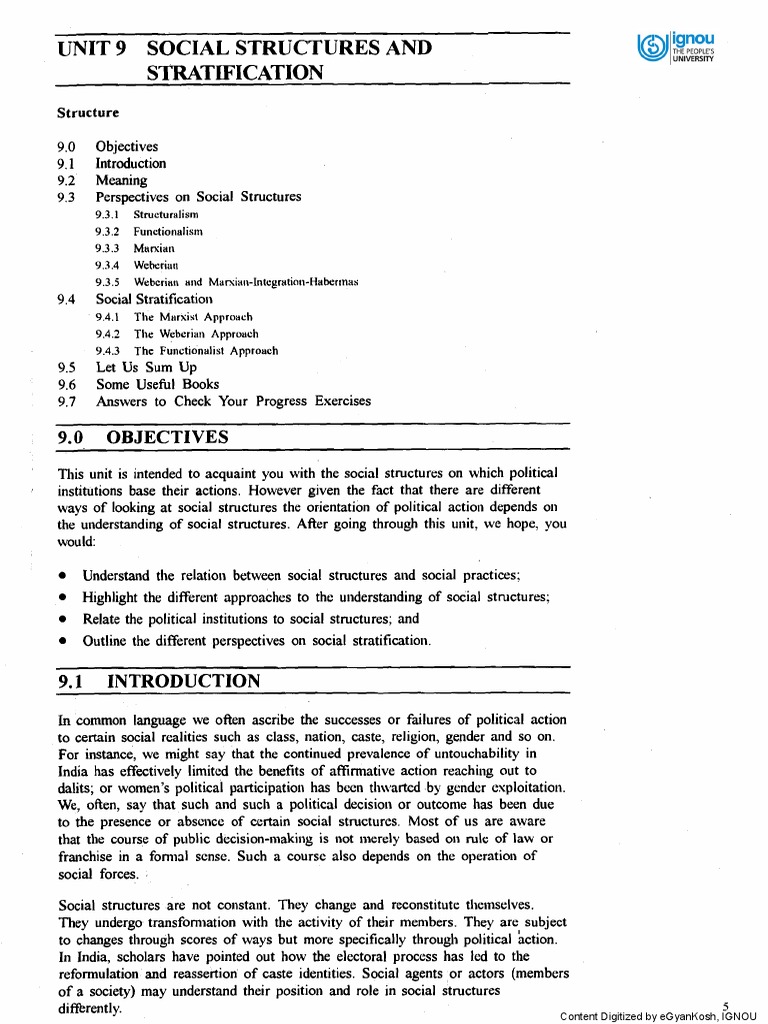 Unit-9 Social Structures and Stratification PDF | PDF | Social ...