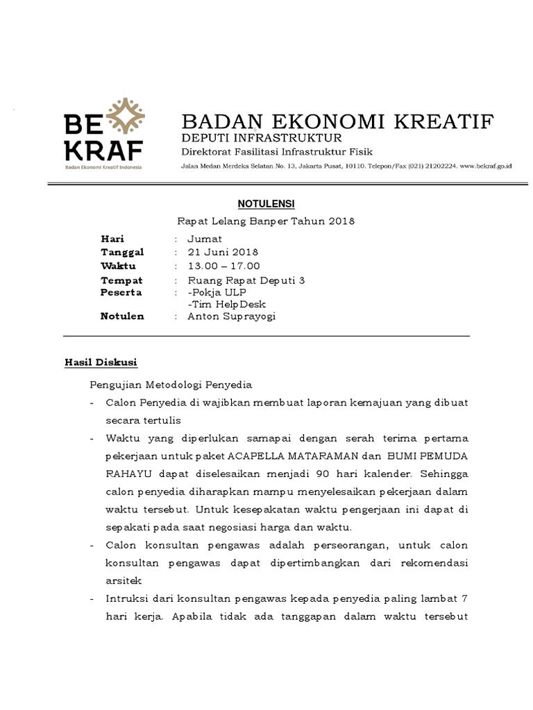 Notulensi Rapat Monev | PDF