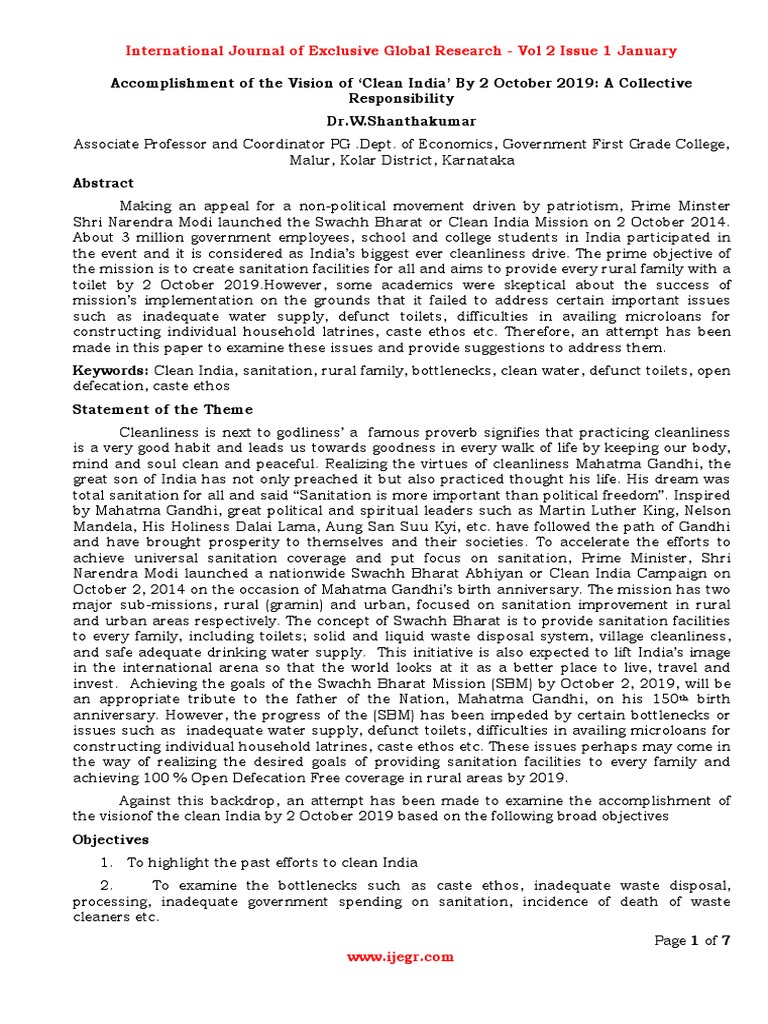 Clean India Mission: Challenges & Insights | PDF | Sanitation