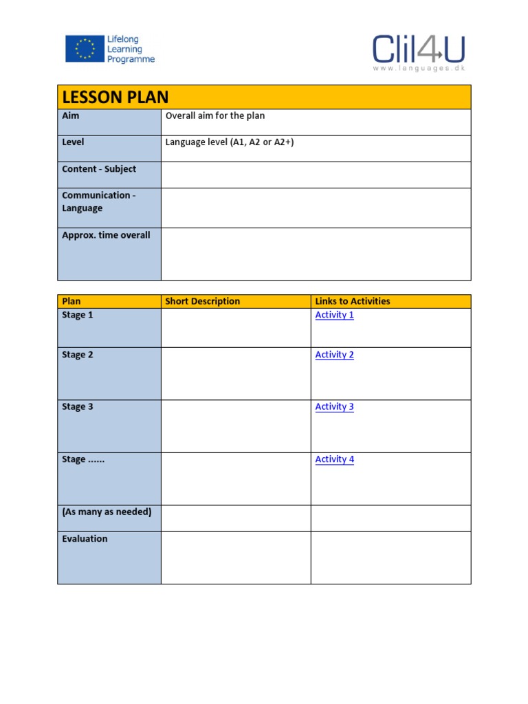 Lesson Plan: Aim Level Content - Subject Communication - Language ...