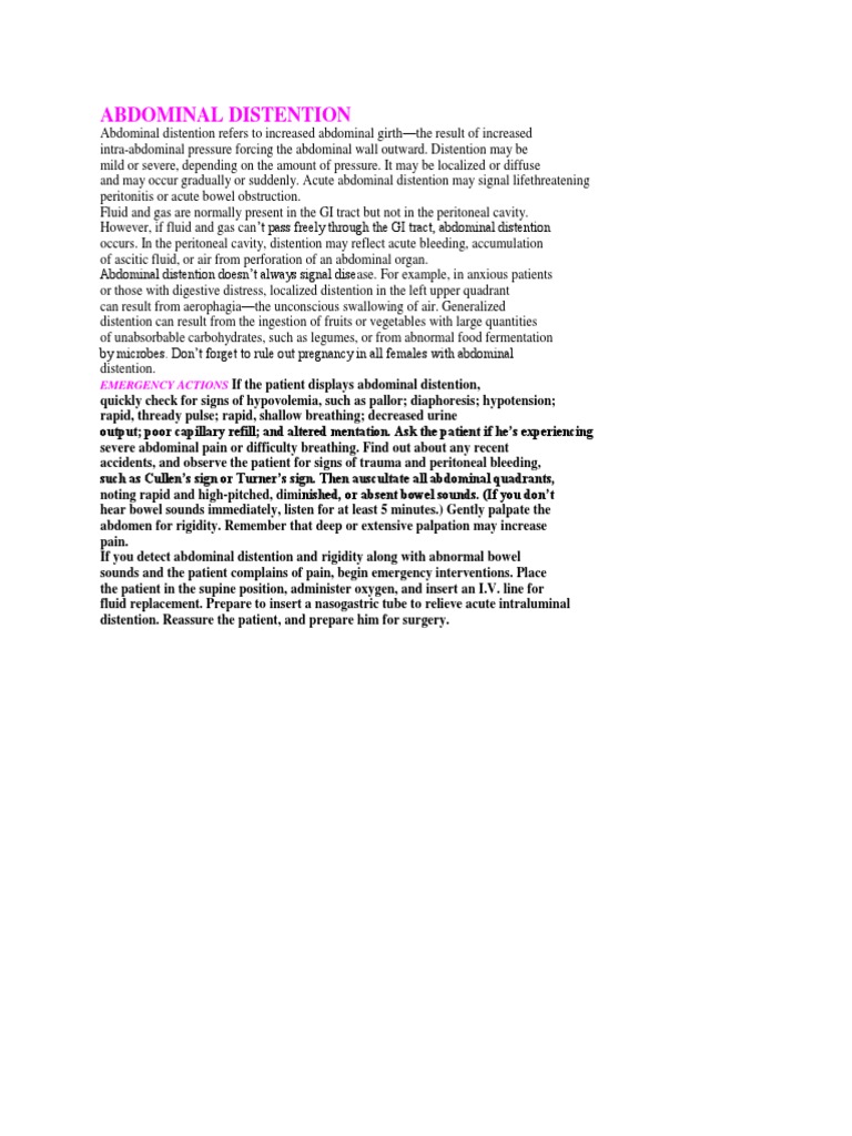 Abdominal Distention: Emergency Actions | PDF