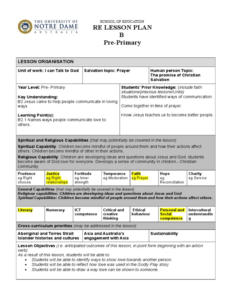 Re Lesson Plan B | PDF | Shepherd | Teachers