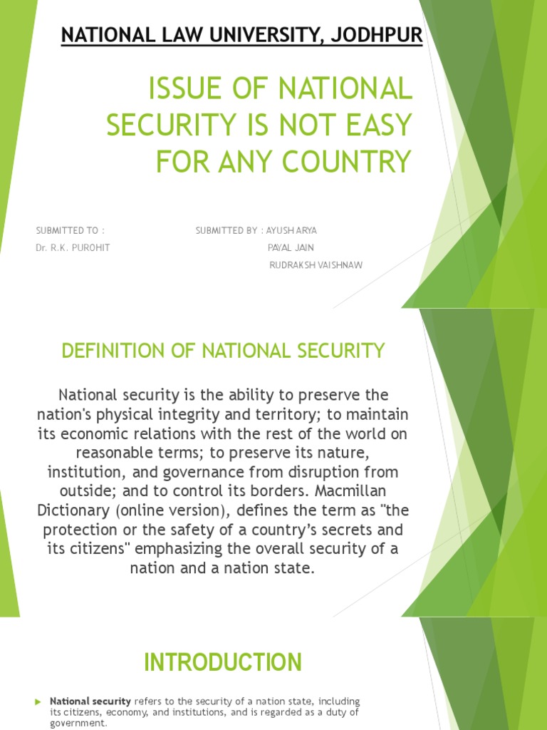 Issue of National Security Is Not Easy For Any Country: National Law ...