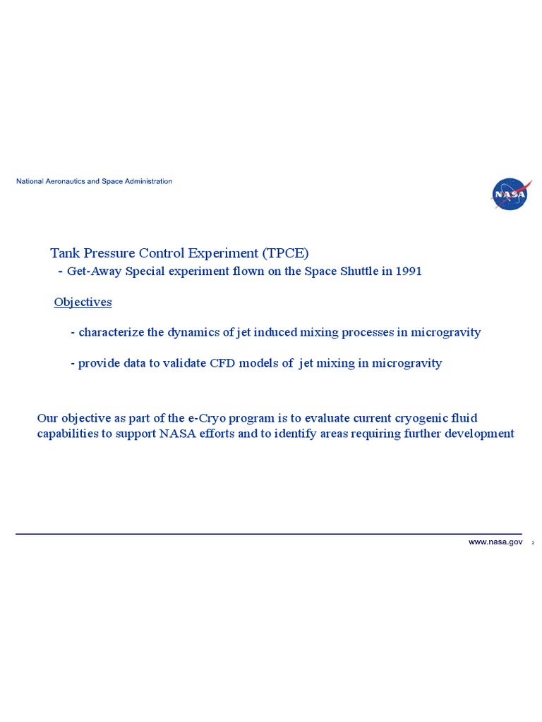 Tank Pressure Control Experiment (TPCE) | PDF