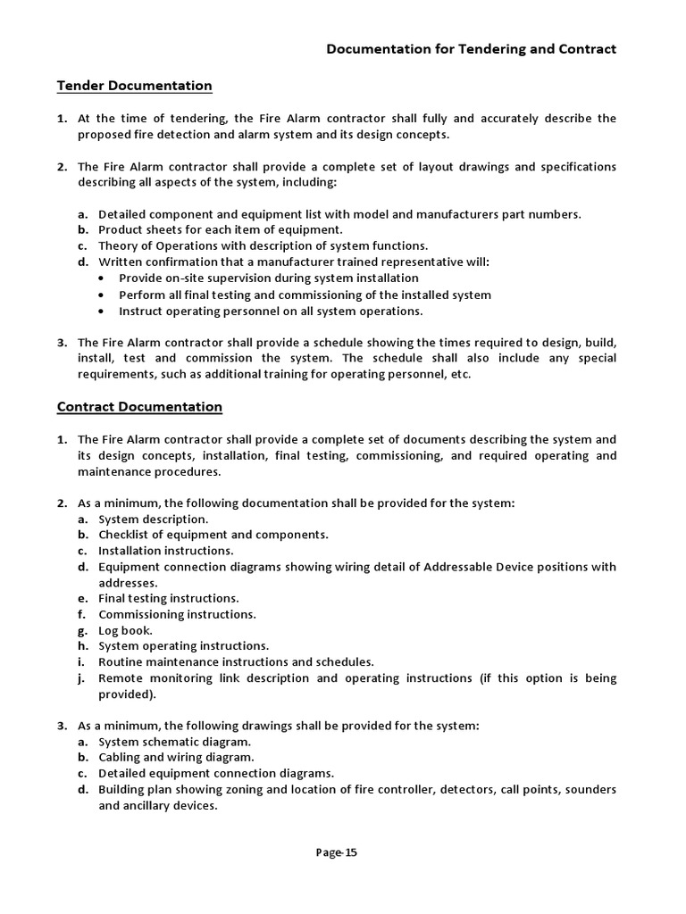Documentation For Tender And Contract Pdf System Specification