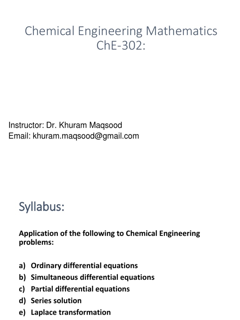 Chemical Engineering Mathematics | PDF | Ordinary Differential Equation ...