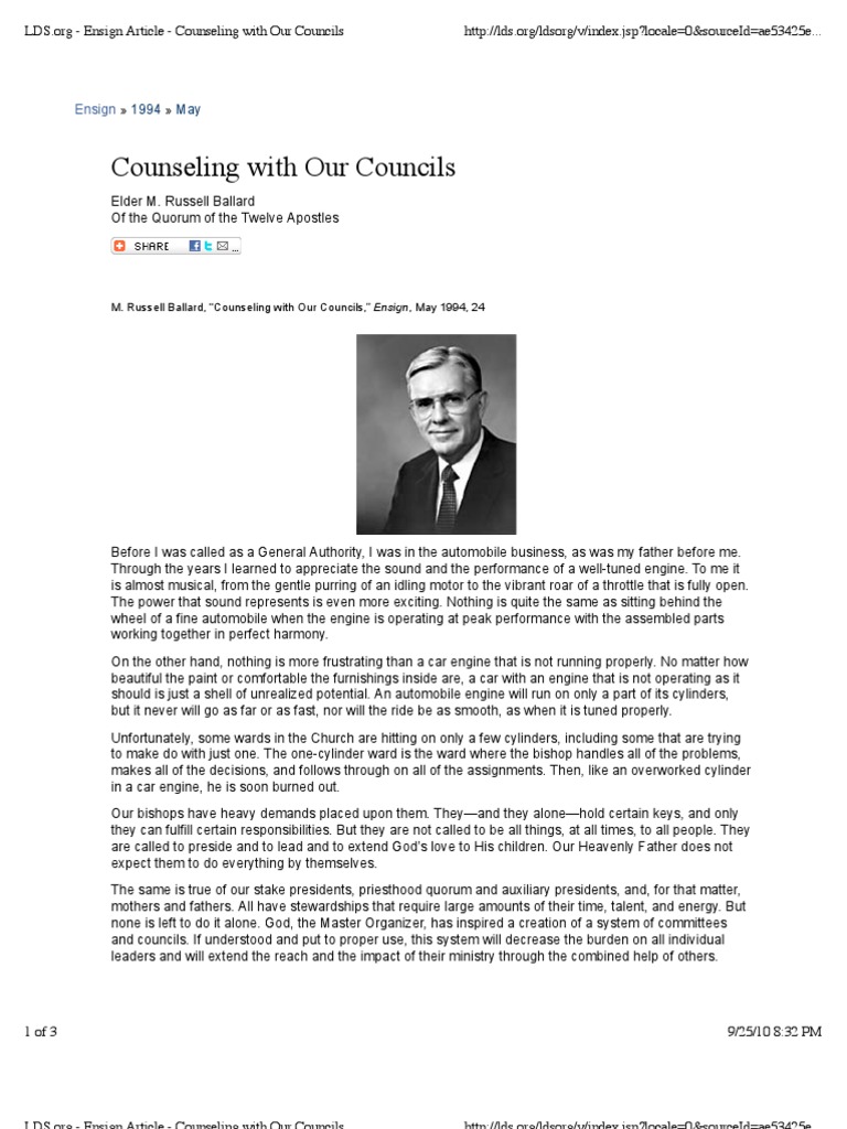 Ensign Article - Counseling With Our Councils | PDF | Christian ...