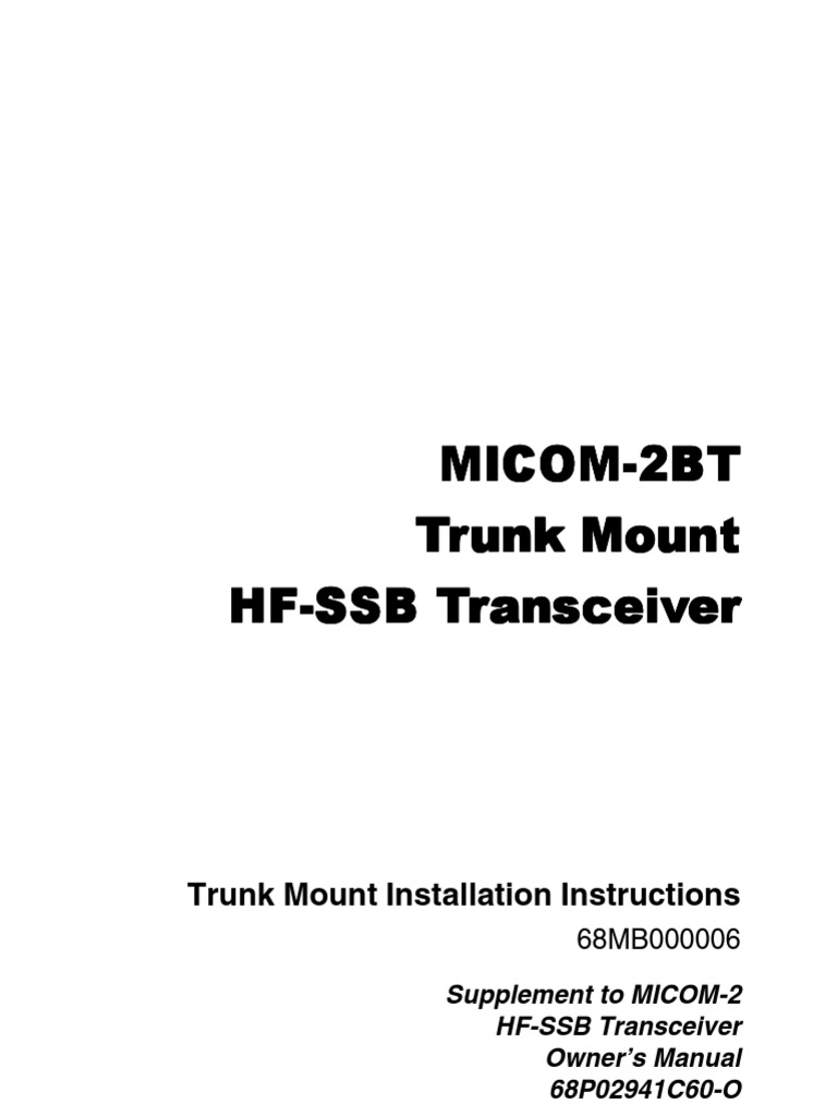 38MB000006 Micom 2BT Installation Instructions | PDF | Trunk (Car ...