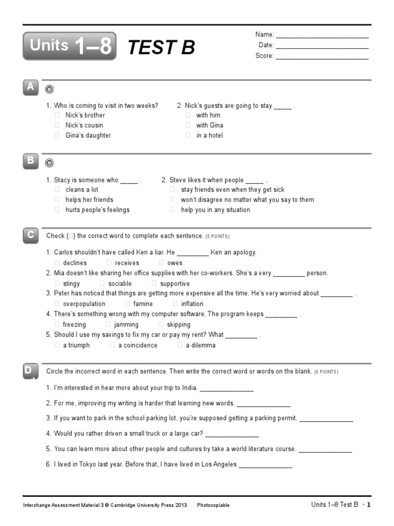 INTERCHANGE 3 - Unit 1-8 Test | PDF | Oil Spill | Deepwater Horizon Oil ...