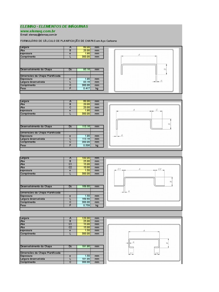 Cálculos de Planificação de Chapas | PDF