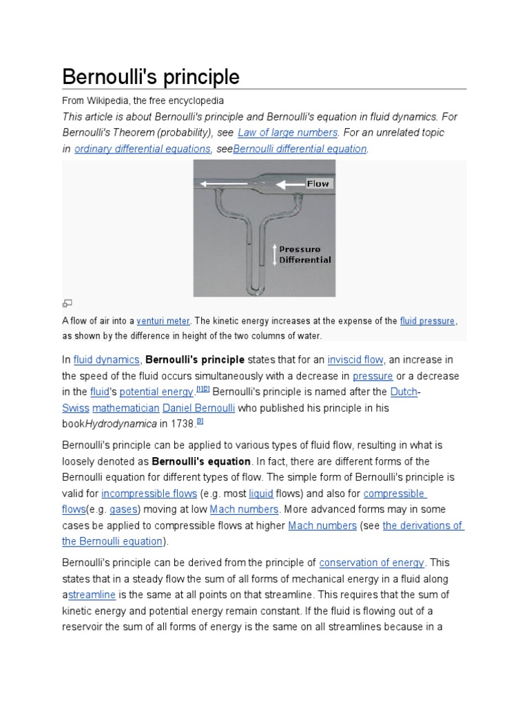 Bernoulli's Principle: Law of Large Numbers Ordinary Differential ...