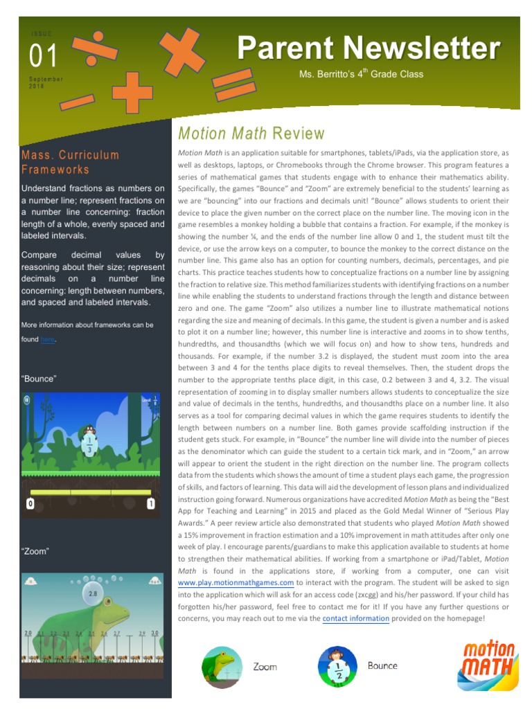 Parent Newsletter: Etter | PDF | Fraction (Mathematics) | Numbers