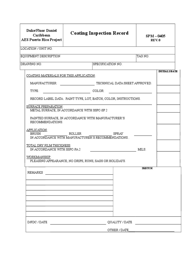 Coating Inspection Record | PDF
