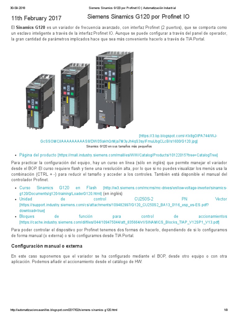 Siemens Sinamics G120 Por Profinet IO Automatización Industrial ...