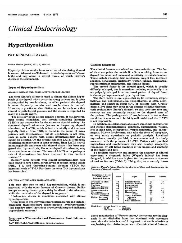Hyperthyroidism: Endocrinology | PDF | Hyperthyroidism | Thyroid