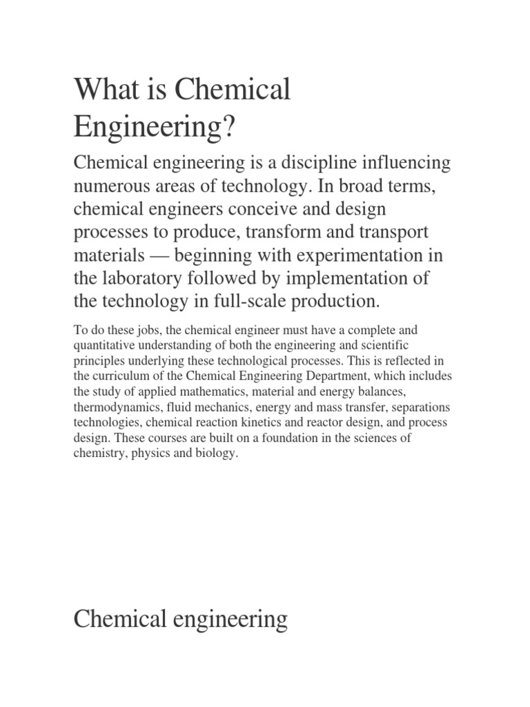 What Is Chemical Engineering? | PDF | Chemical Engineering | Engineering