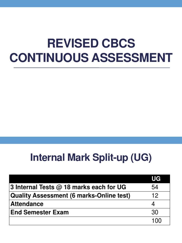 Revised Cbcs Continuous Assessment Pdf Academic Term Test