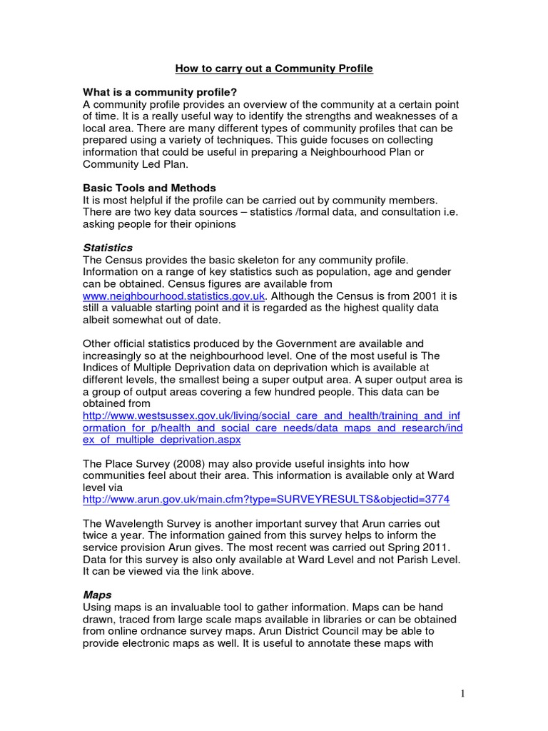 Community Profiling - ADC Quick Guide PDF | Download Free PDF | Survey ...