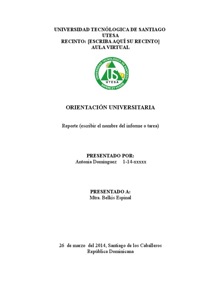 Hoja de Presentación Orientacion Universitaria