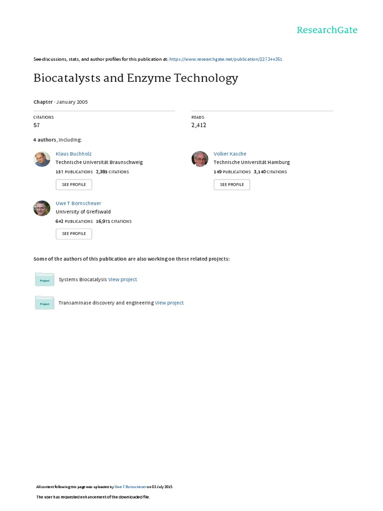 Biocatalysts and Enzyme Technology | PDF | Enzyme Kinetics | Enzyme
